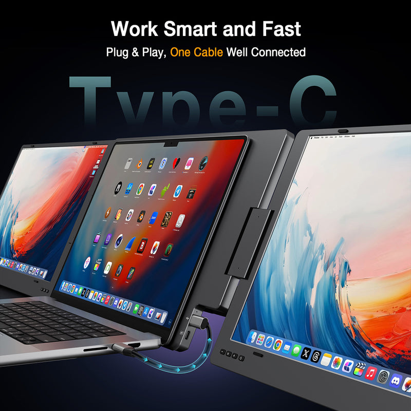 KYY 15.6” Triple Portable Monitor X90D | One-Cable Aluminum Screen Extender