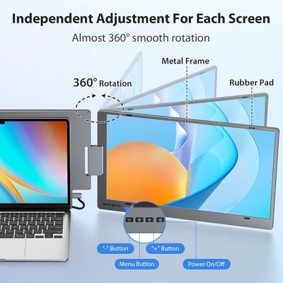 KYY 15.6" Triple Portable Monitor X90E | Windows USB-C Screen Extender