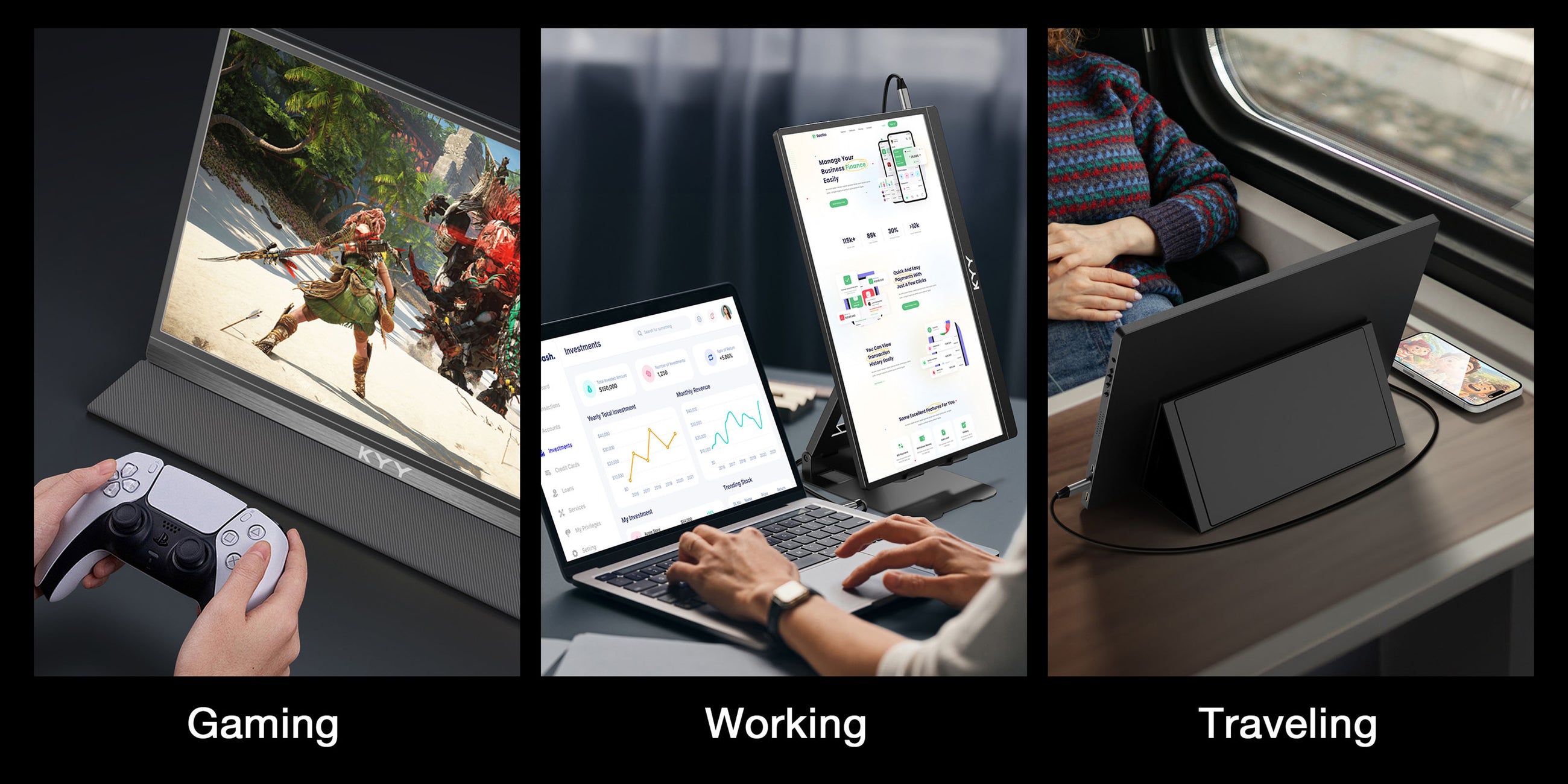 KYY | Portable Monitors for Laptop, 4K & Triple Monitor