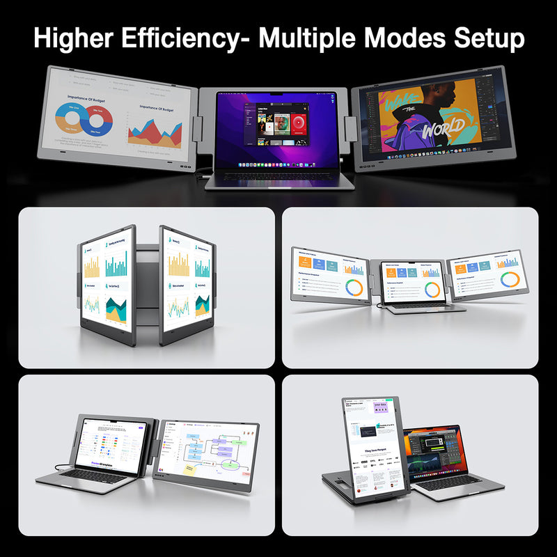 KYY 15.6” Triple Portable Monitor X90D | One-Cable Aluminum Screen Extender