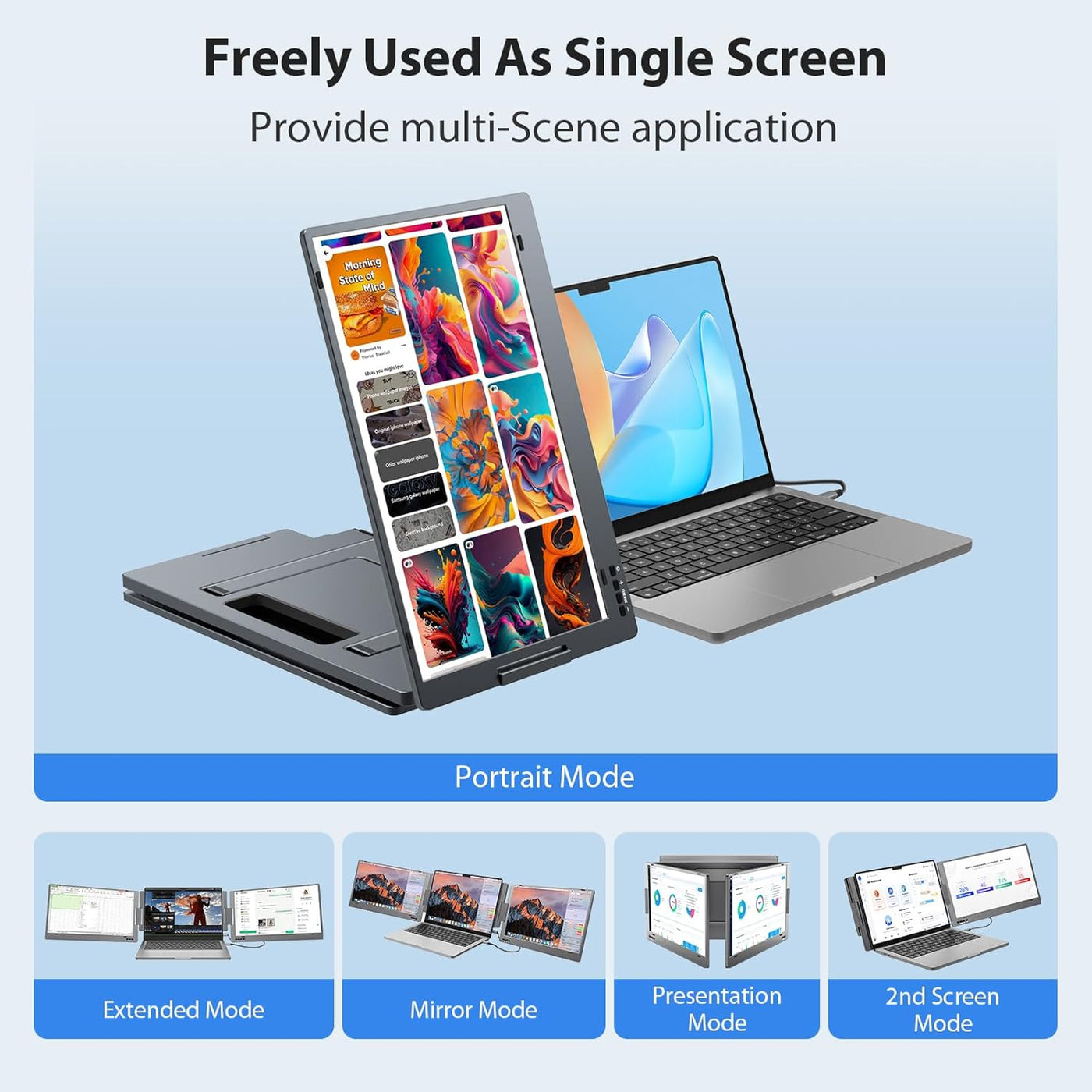 KYY 15.6" Triple Portable Monitor X90E | Windows USB-C Screen Extender