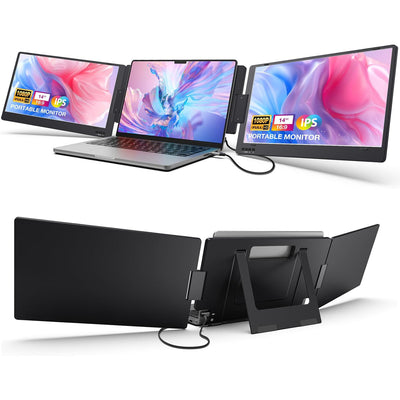 KYY 14” Triple Portable Monitor X90A | One-Cable Laptop Screen Extender