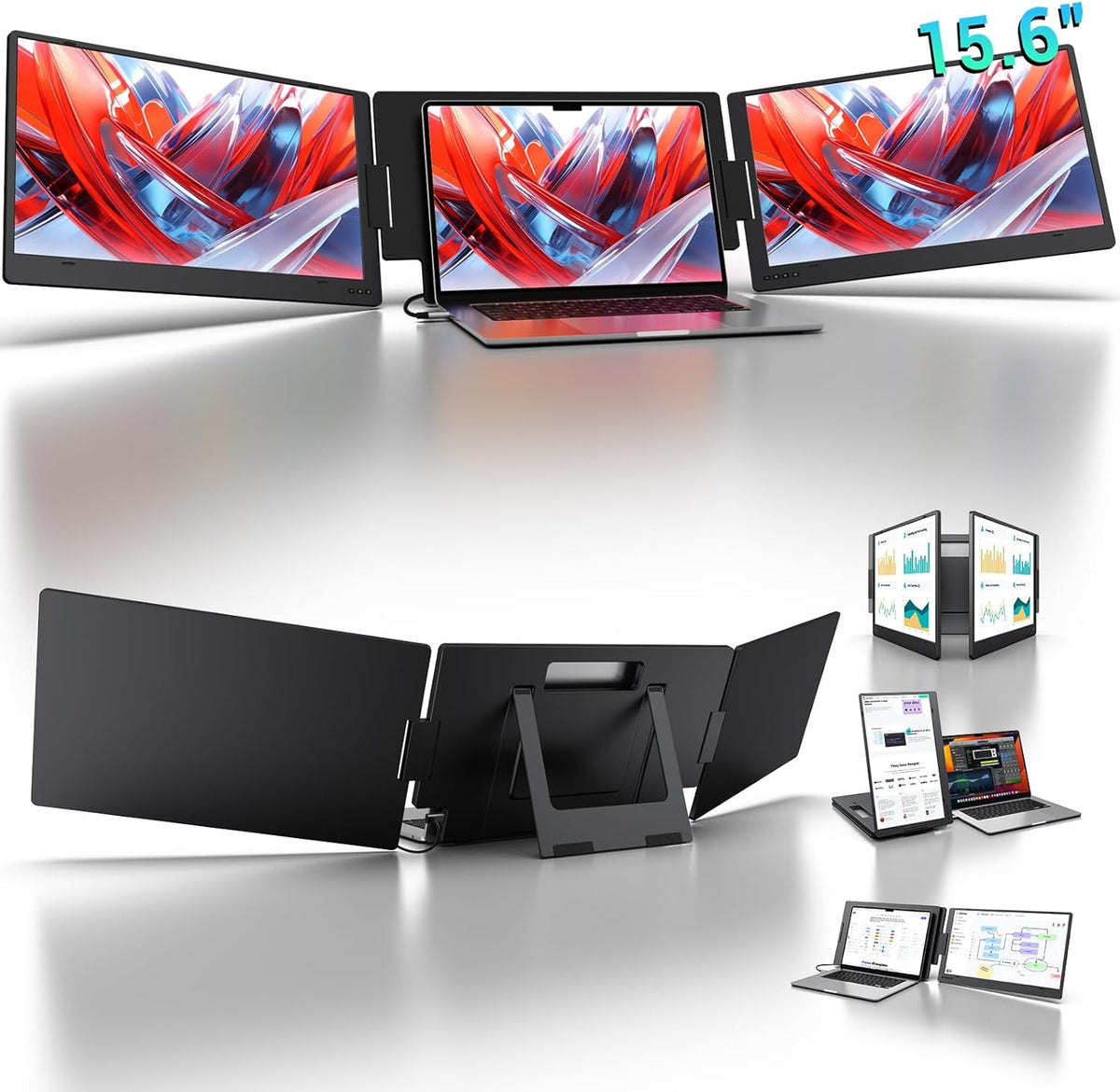 KYY 15.6” Triple Portable Monitor X90D | One-Cable Aluminum Screen Extender